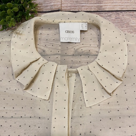 ASOS | Tops | Asos Sheer Maternity Polka Dot Blouse With Pleated ...